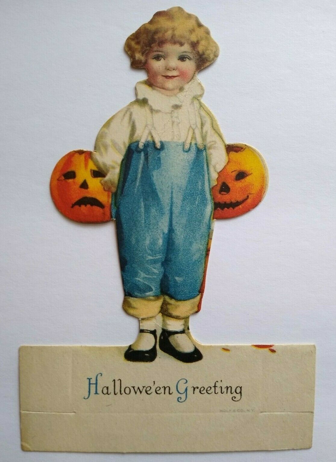 Vintage Halloween Diecut Placecard Ellen Clapsaddle Wolf Original Girl ...