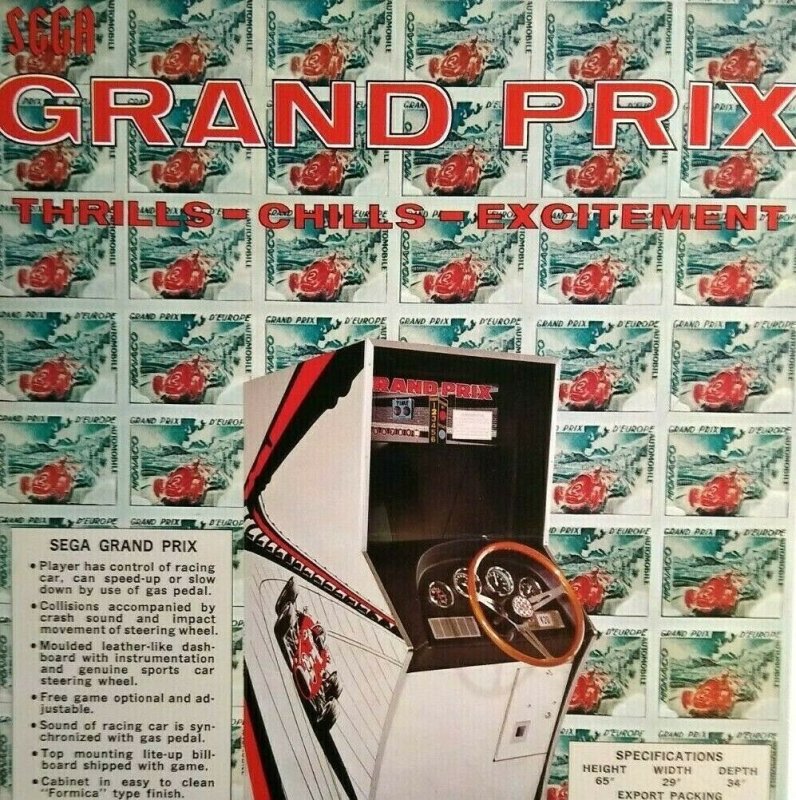 Grand Prix Arcade Flyer 1969 Original Vintage Retro Racing Game Art ...