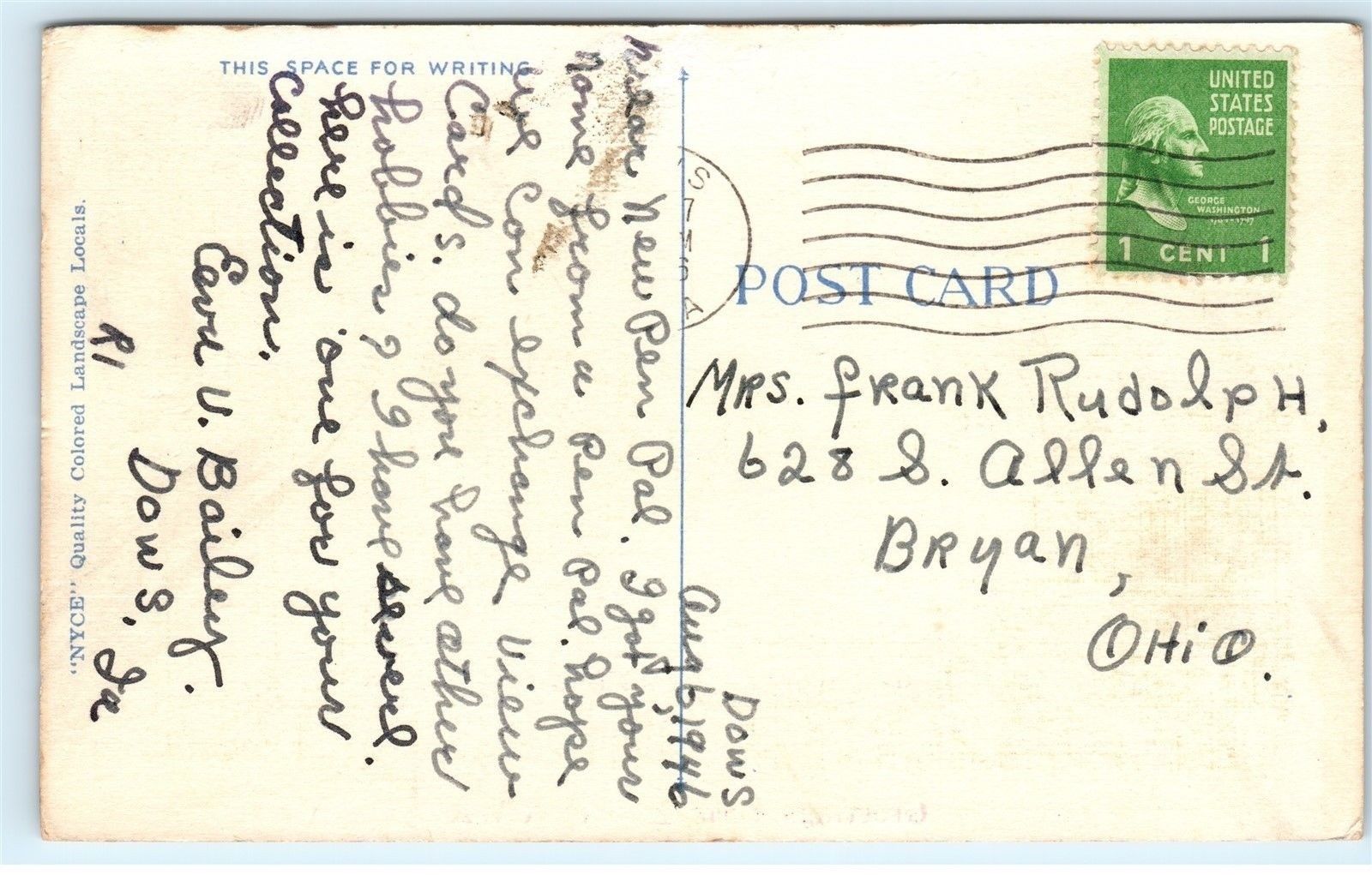 1946 River Autumn Trees Nature Greetings from Dows Iowa Vintage ...