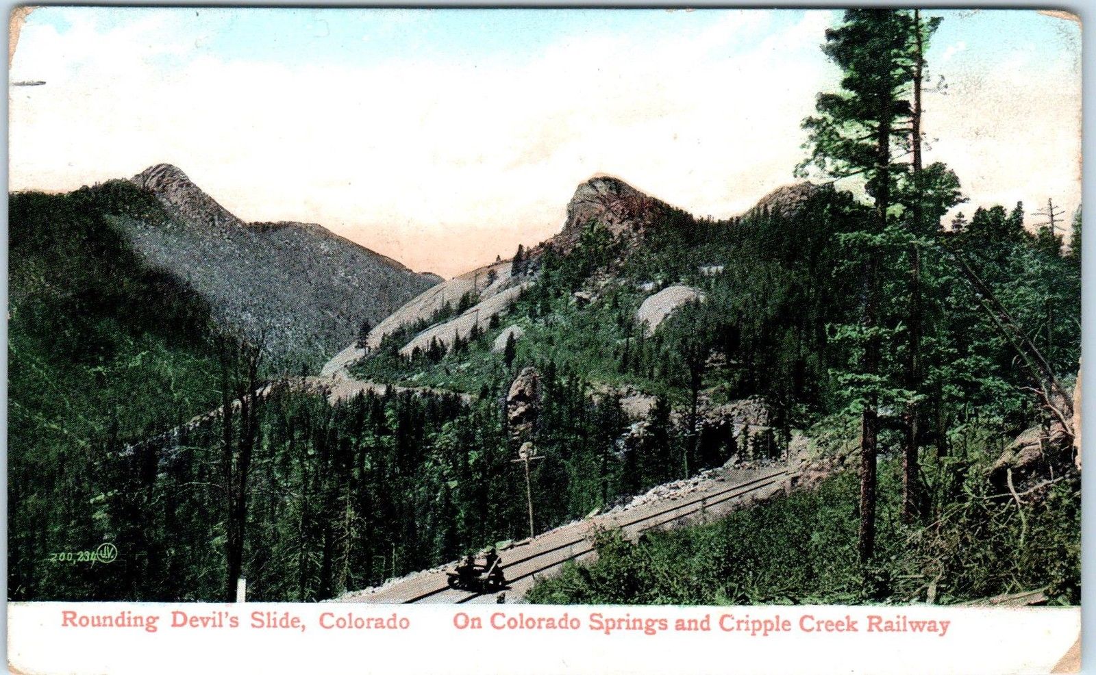 DEVIL'S SLIDE, CO Colorado HANDCAR on COLO SPR & C CR Railway c1910s ...