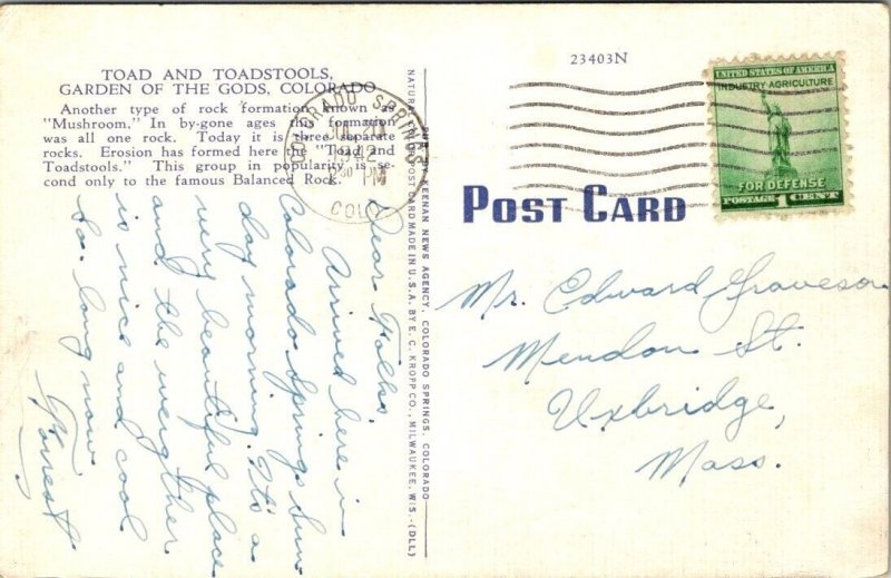 Vintage Colorado Postcard - Manitou Springs - Colorado Springs - Toad ...