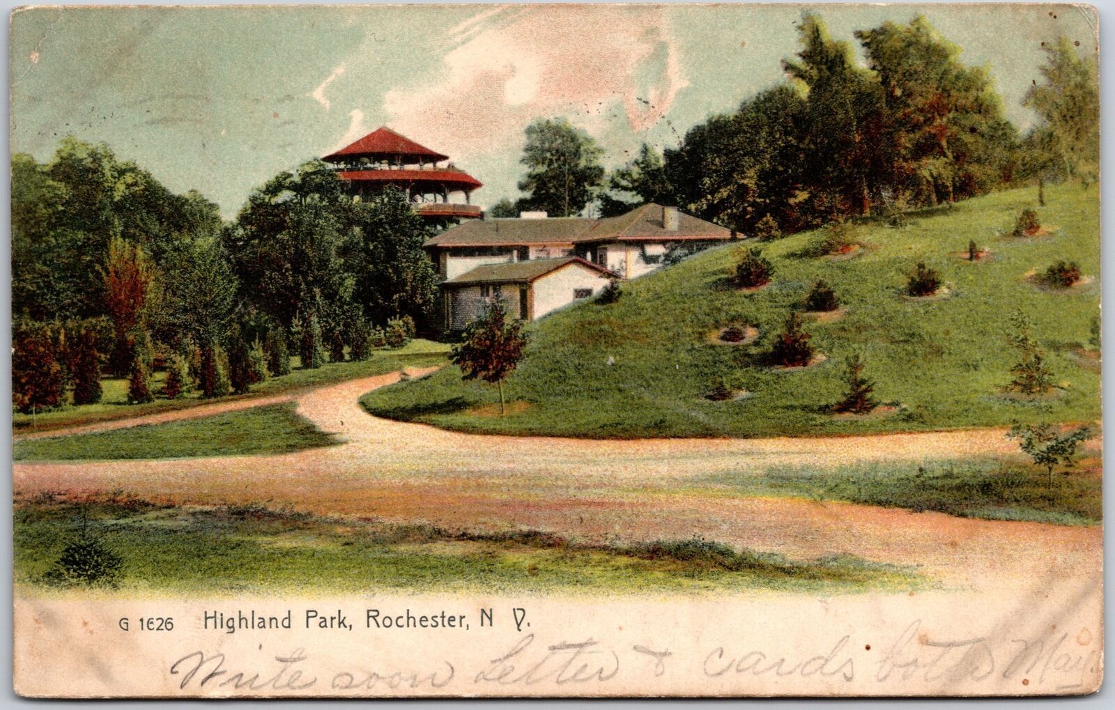 Rochester New York NY, 1909 Highland Park, Greenfield, Pathway, Trees ...