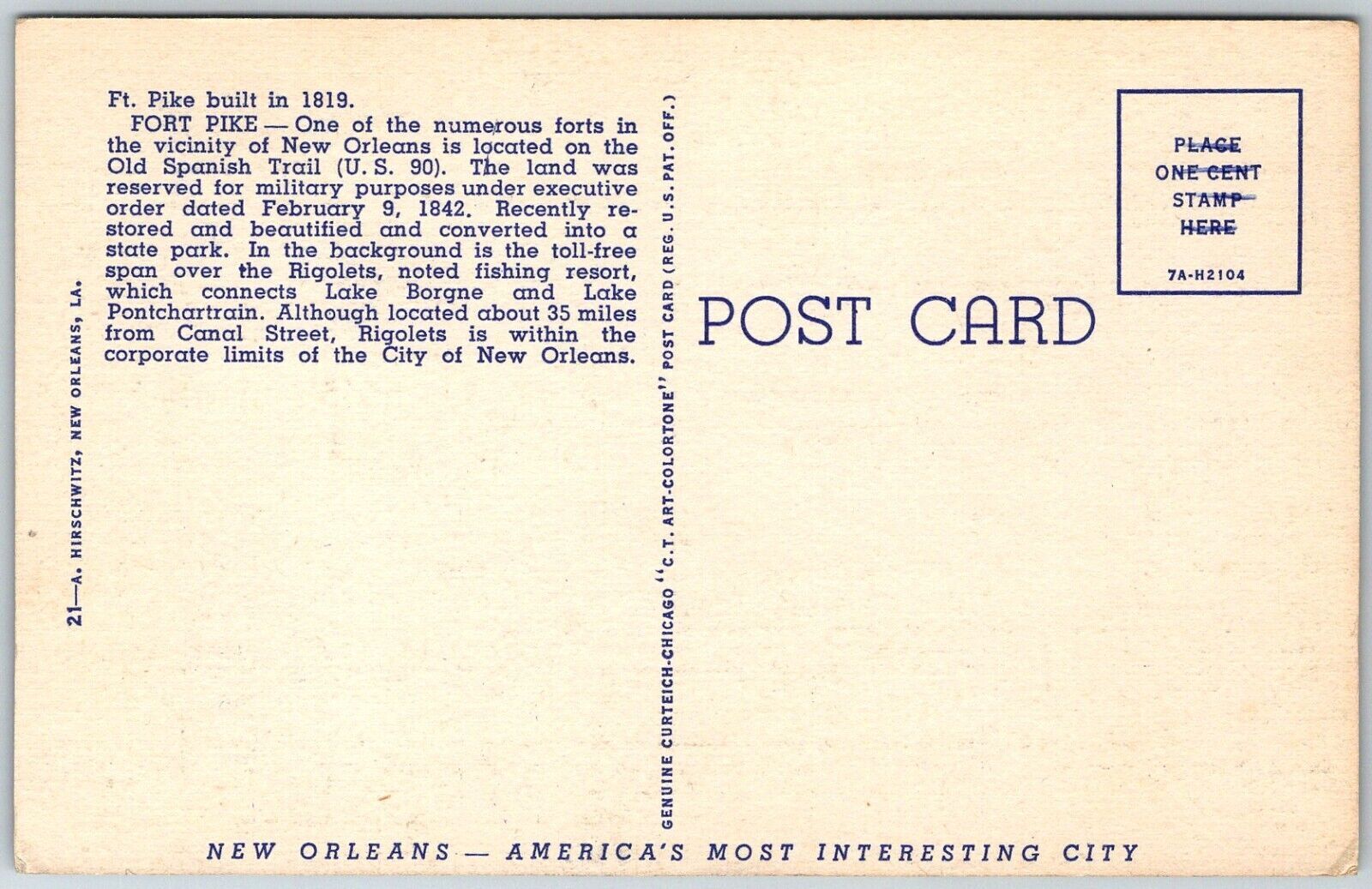 New Orleans Louisiana 1940s Postcard Fort Pike And Rigolets Bridge ...