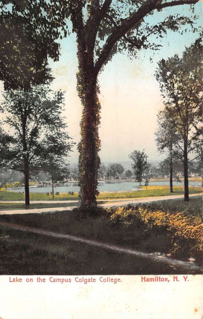 Hamilton New York Colgate College Campus Lake Vintage Postcard AA79708 ...