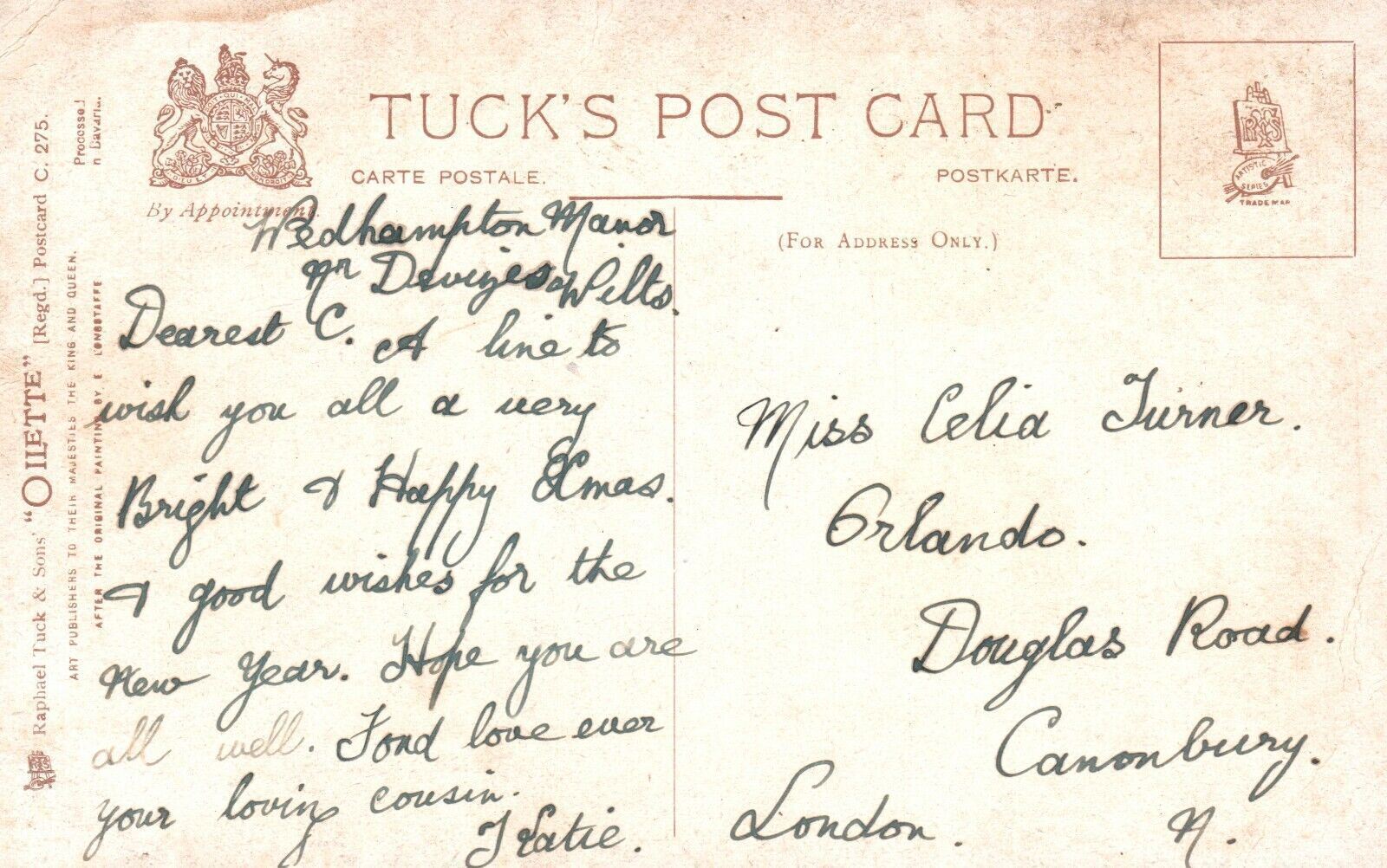 Vintage Postcard Christmas Wishes Snowy Wood Scene, Man with Gun & Dog ...