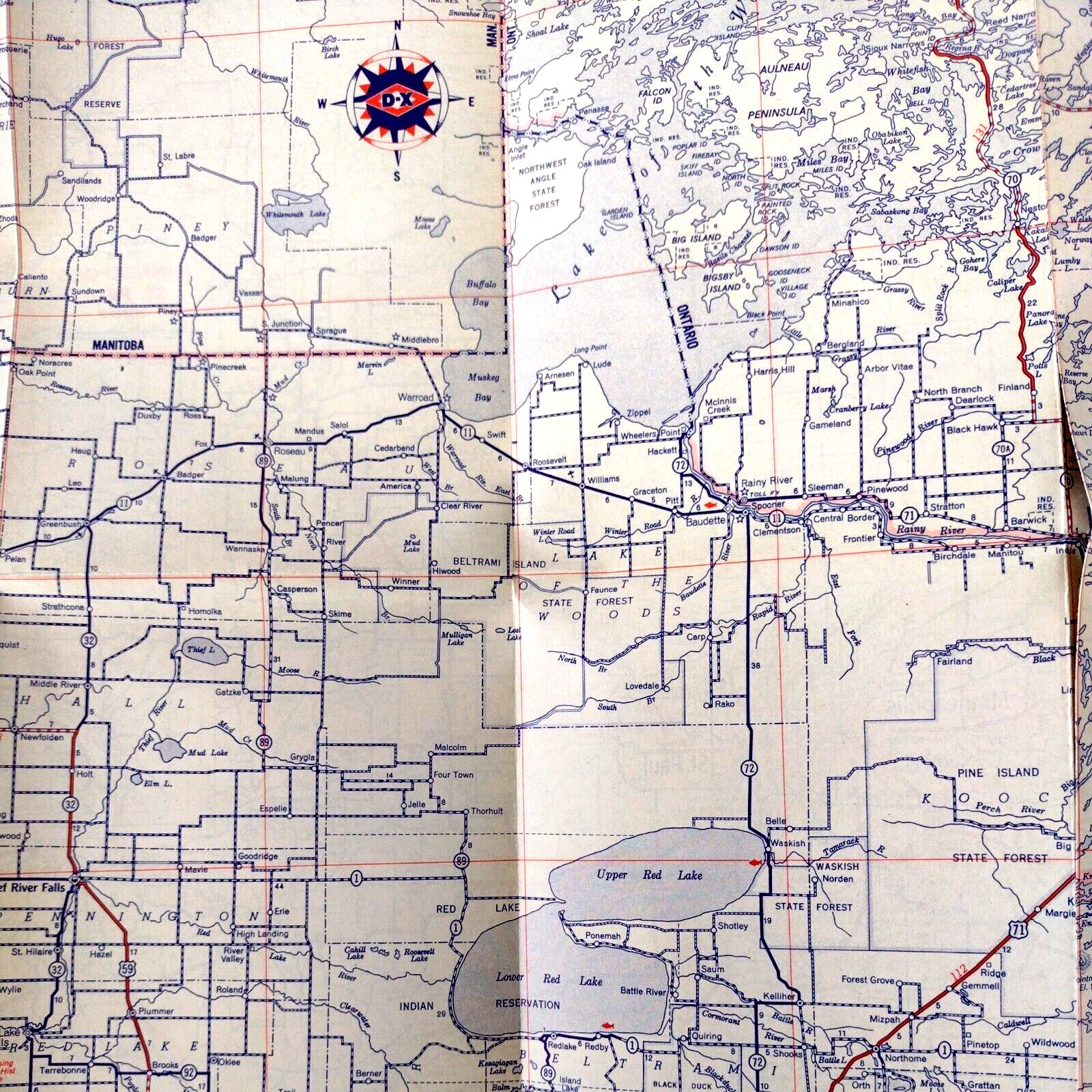 Circa 1940 Minnesota Road Map D-X Mid-Continent Petroleum Corporation ...