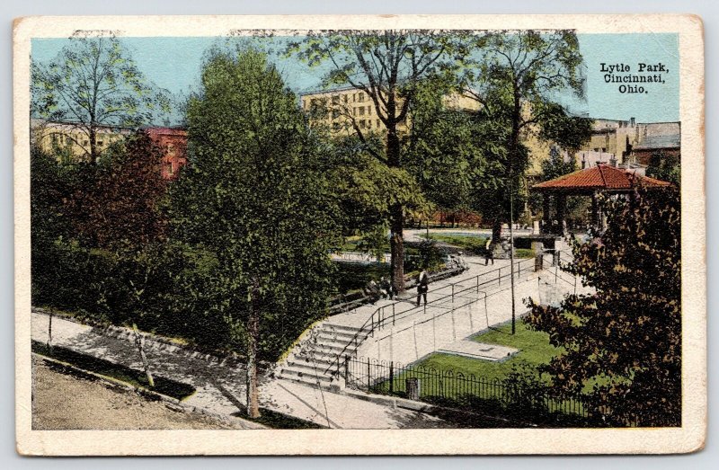 Cincinnati Ohio~Birdseye View of Steps to Pavilion in Lytle Park 1920s ...