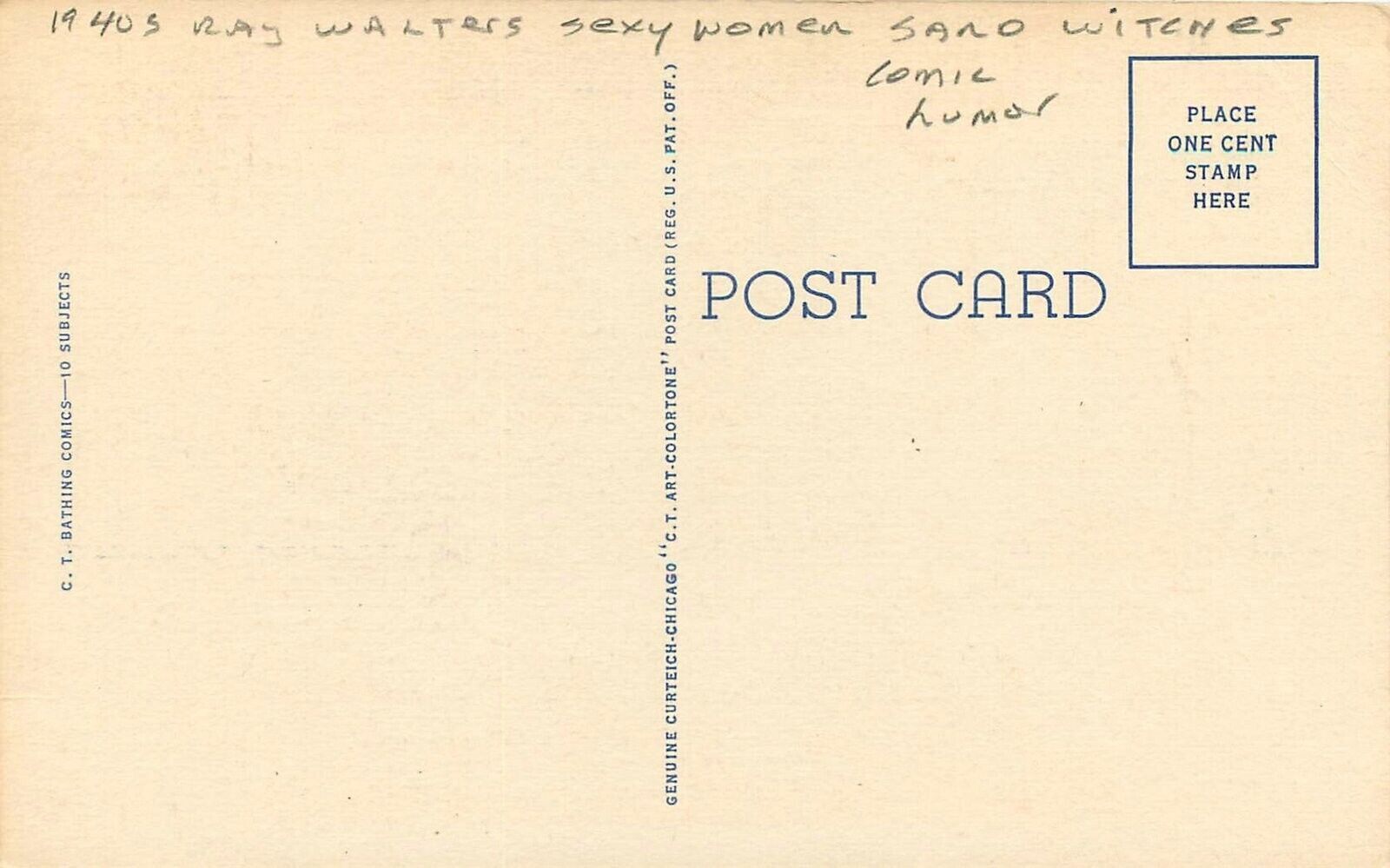 Postcard 1940s Ray Walters Sexy Woman sandwiches Comic Humor Teich 23 ...