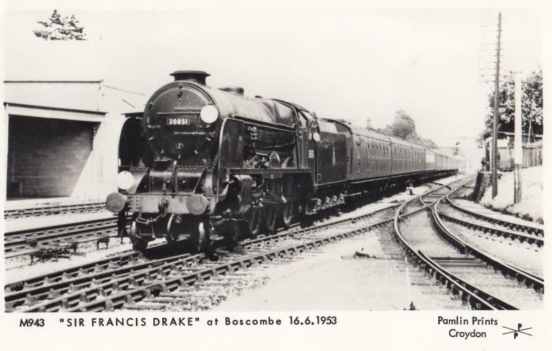 Sir Francis Drake Train at Boscombe Station in 1953 Postcard | Topics ...