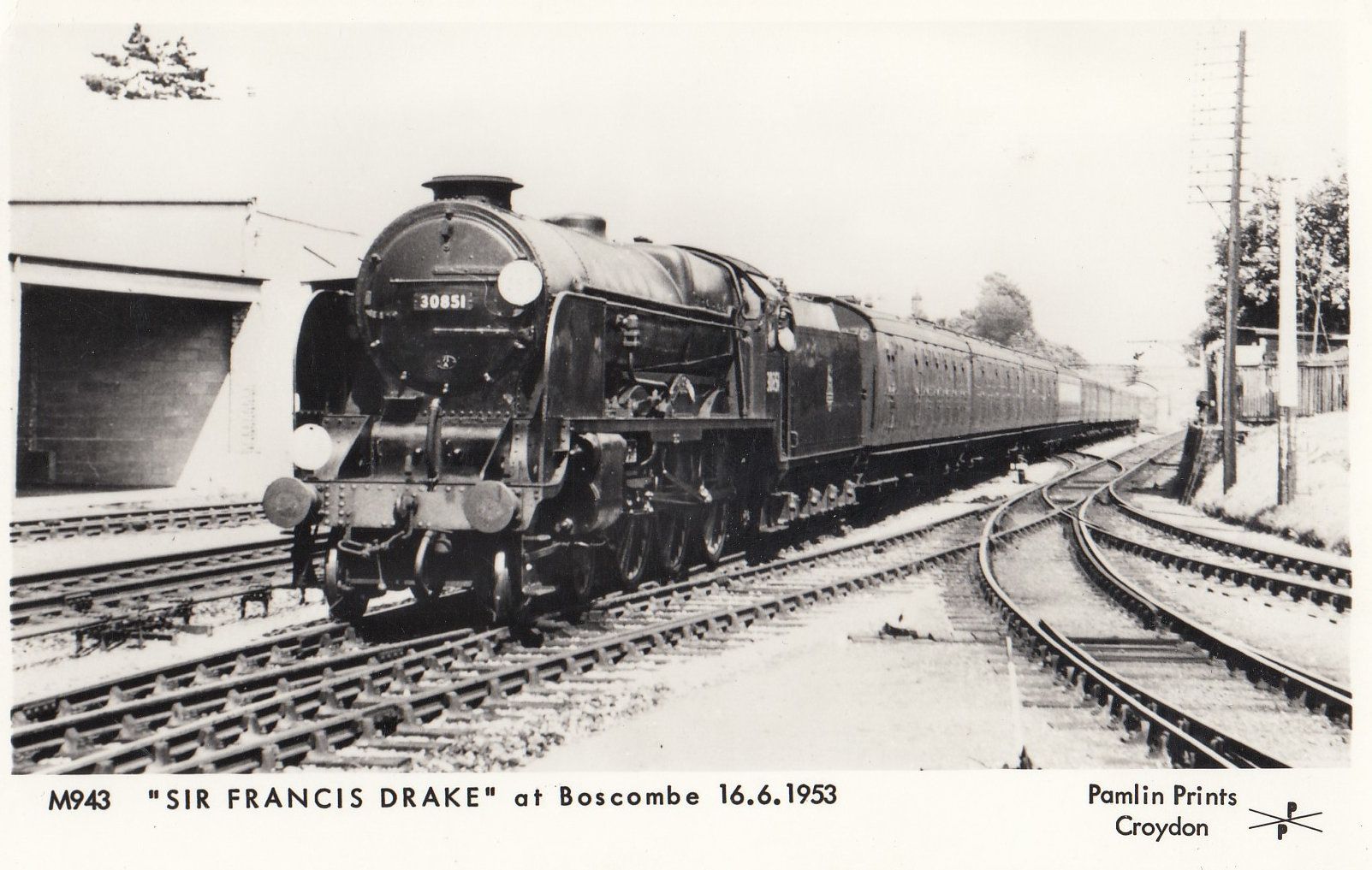 Sir Francis Drake Train at Boscombe Station in 1953 Postcard | Topics ...