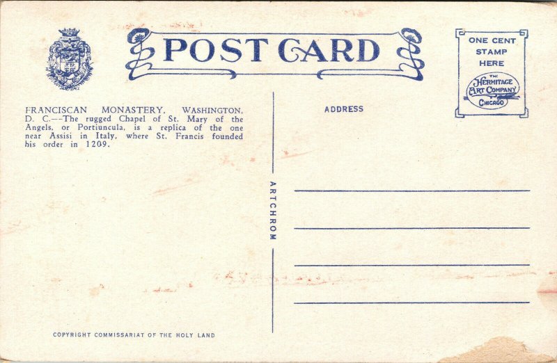 Vtg 1920s Franciscan Monastery The Portiuncula Chapel Washington DC ...