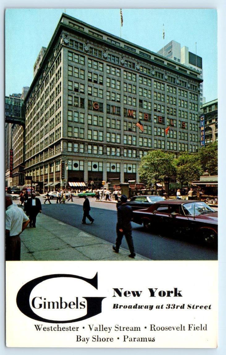 NEW YORK CITY, NY ~ Street Scene GIMBEL'S DEPARTMENT STORE c1960s Cars ...