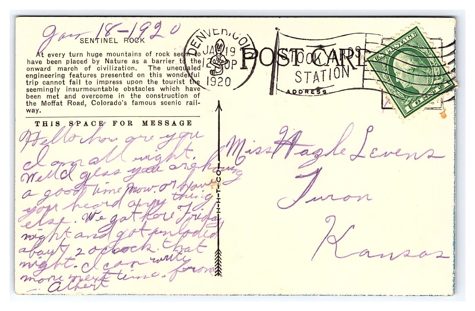 Sentinel Rock From Tunnel No. 4 Denver & Salt Lake Railroad c1920 ...