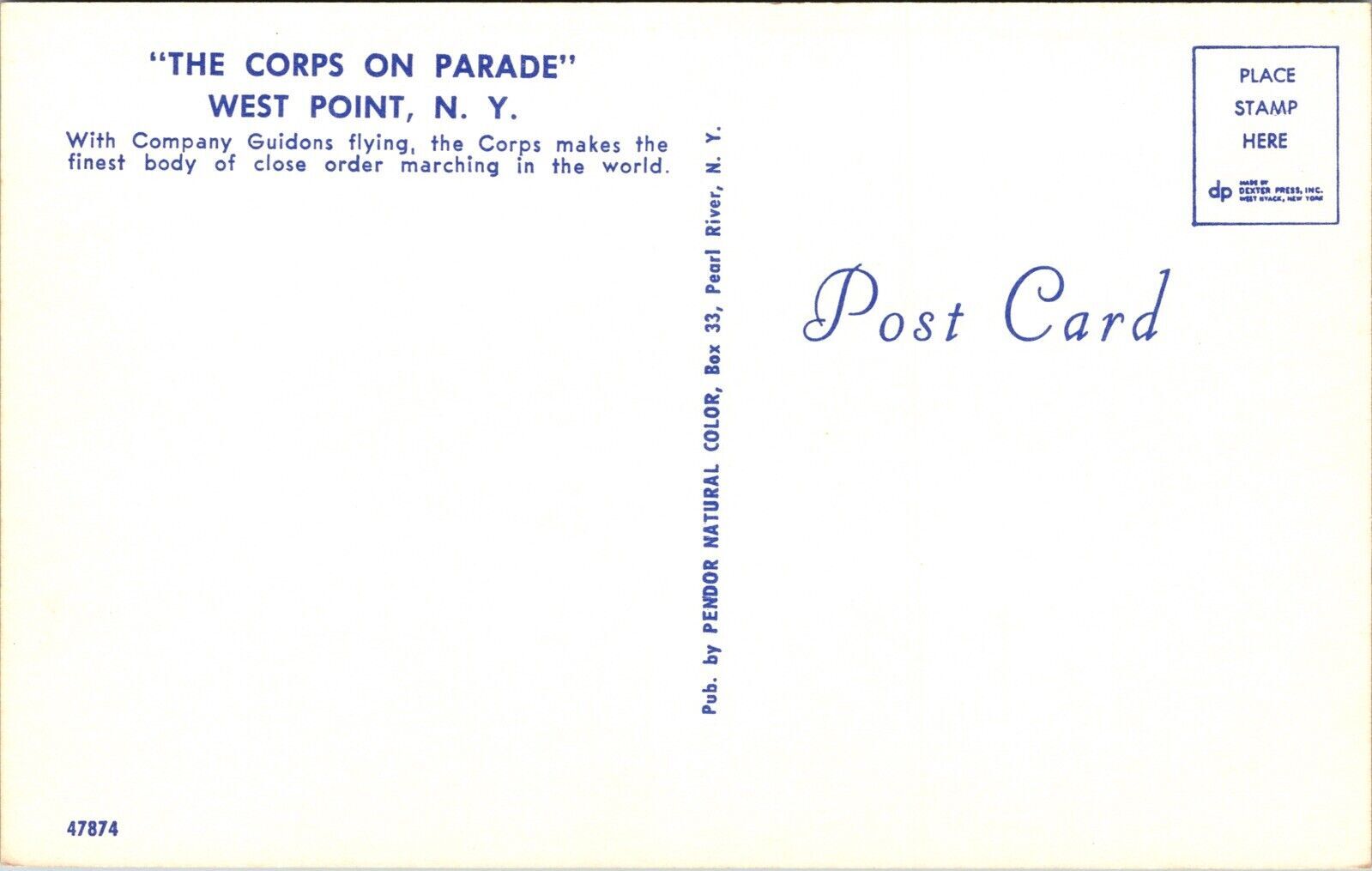 Corps On Parade West Point New York NY Military Guidons Vintage UNP ...