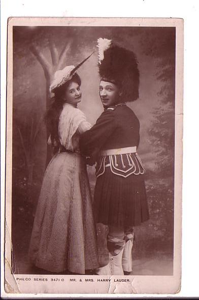 Mr and Mrs Harry Lauder, Actress and Actor, Scottish Kilt, Used Vintage ...