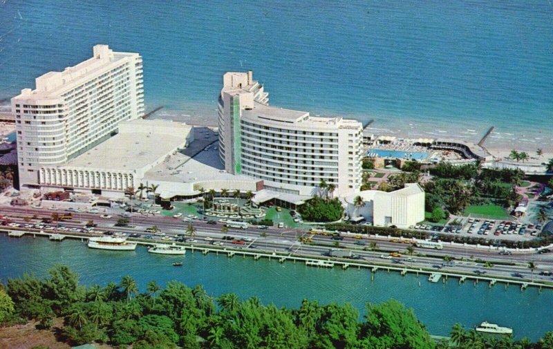 Postcard FL Miami Beach New Fontainebleau Air View 1962 Chrome Vintage ...