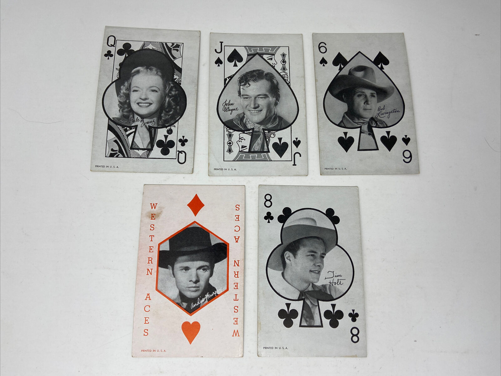 5 Western Aces TV Movie Star Vintage Penny Arcade Cards John Wayne ...