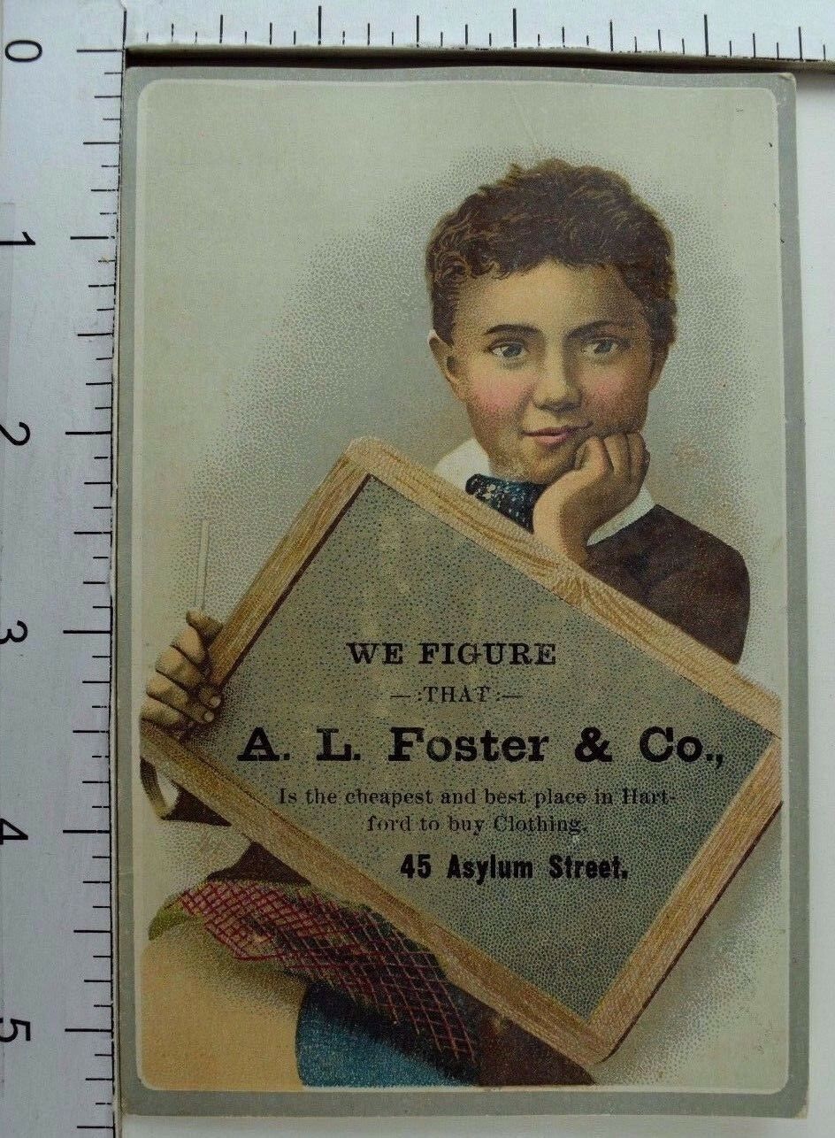 1870's-80's A. L Foster & Co Clothiers Adorable Boy Chalk Sign *G ...