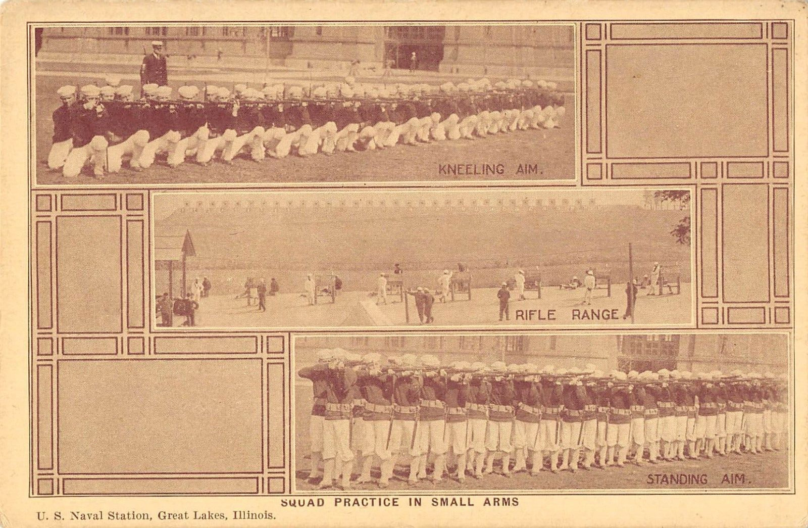 Naval Station, Great Lakes, IL Navy Rifle Range Squad Practice WWI 1917 ...