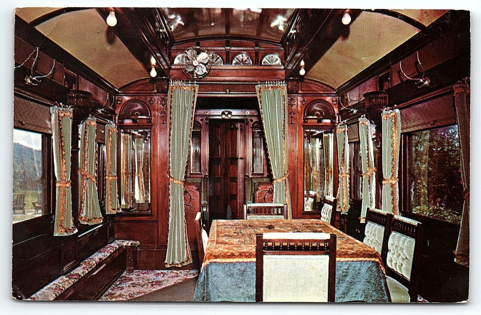 1960s Blue Mountain Lake NY Adirondack Museum Lavish Train CAR Postcard ...