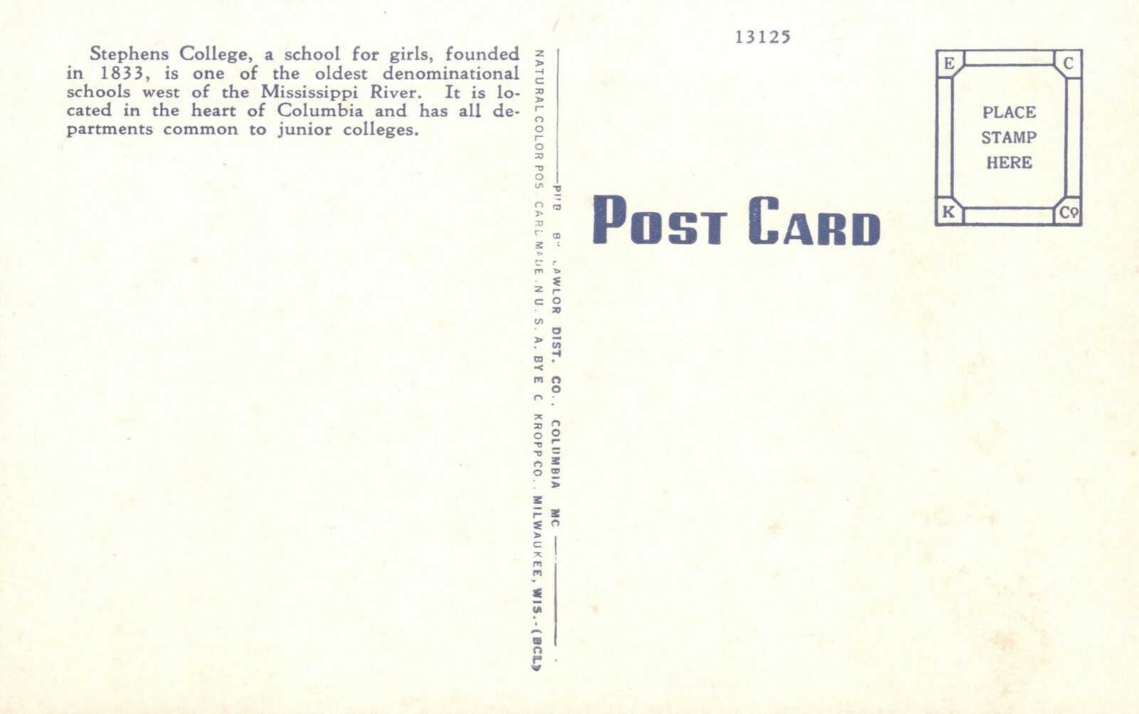 Vintage Postcard Campus View Stephens College Building School Columbia ...