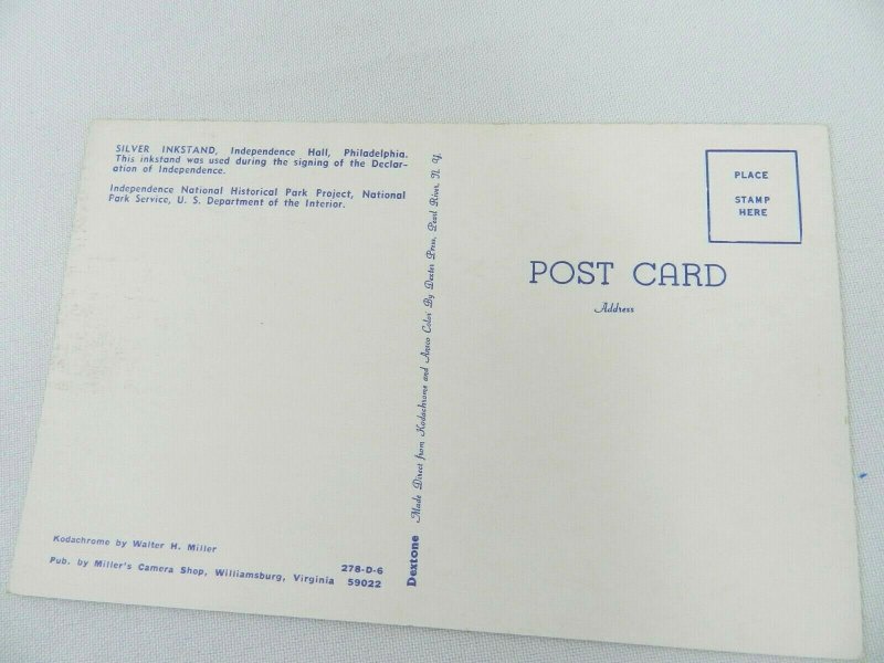 Vintage Postcard Silver Inkstand Independence Hall Philadelphia PA 1950 ...