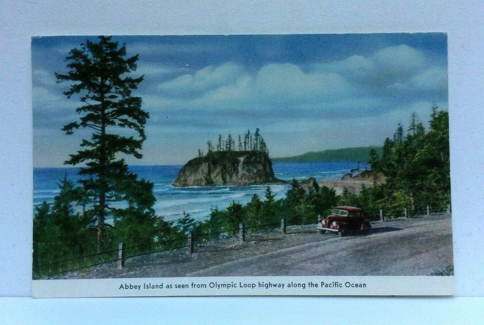 Abbey Island Washington Olympic Loop Highway Old Car Vintage Postcard ...