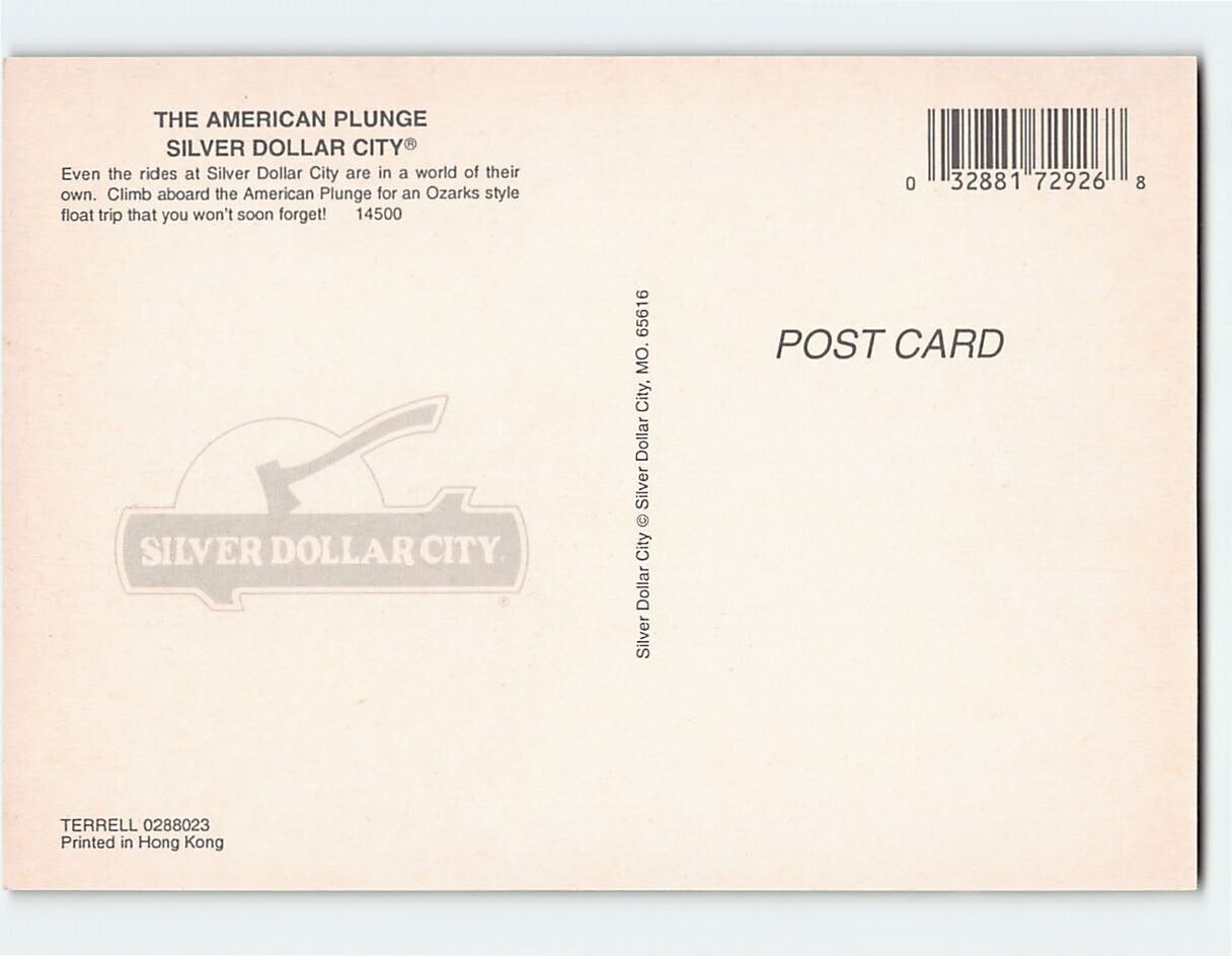 Postcard The American Plunge, Silver Dollar City, Branson, Missouri ...