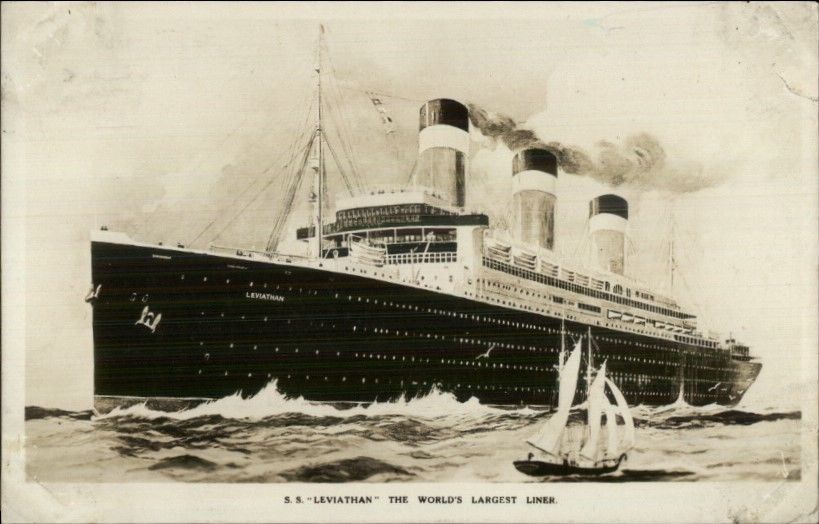 World's Largest Ocean Liner Steamship Leviathan Real Photo Postcard #4 ...