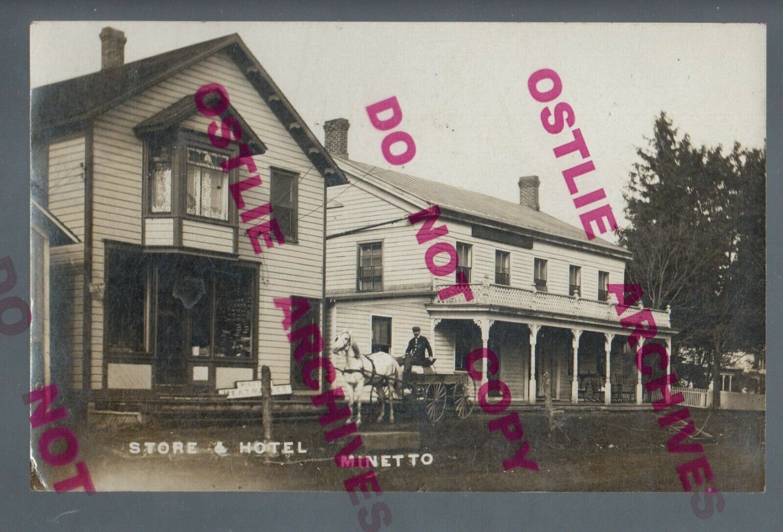 Minetto NEW YORK RPPC 1912 GENERAL STORE Hotel nr Syracuse Oswego ...