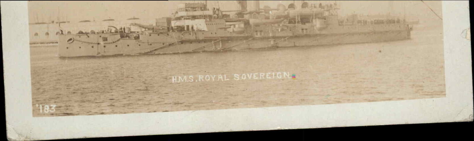 Vintage RPPC BRITISH NAVY HMS Royal Sovereign BATTLESHIP MILITARY SHIP ...