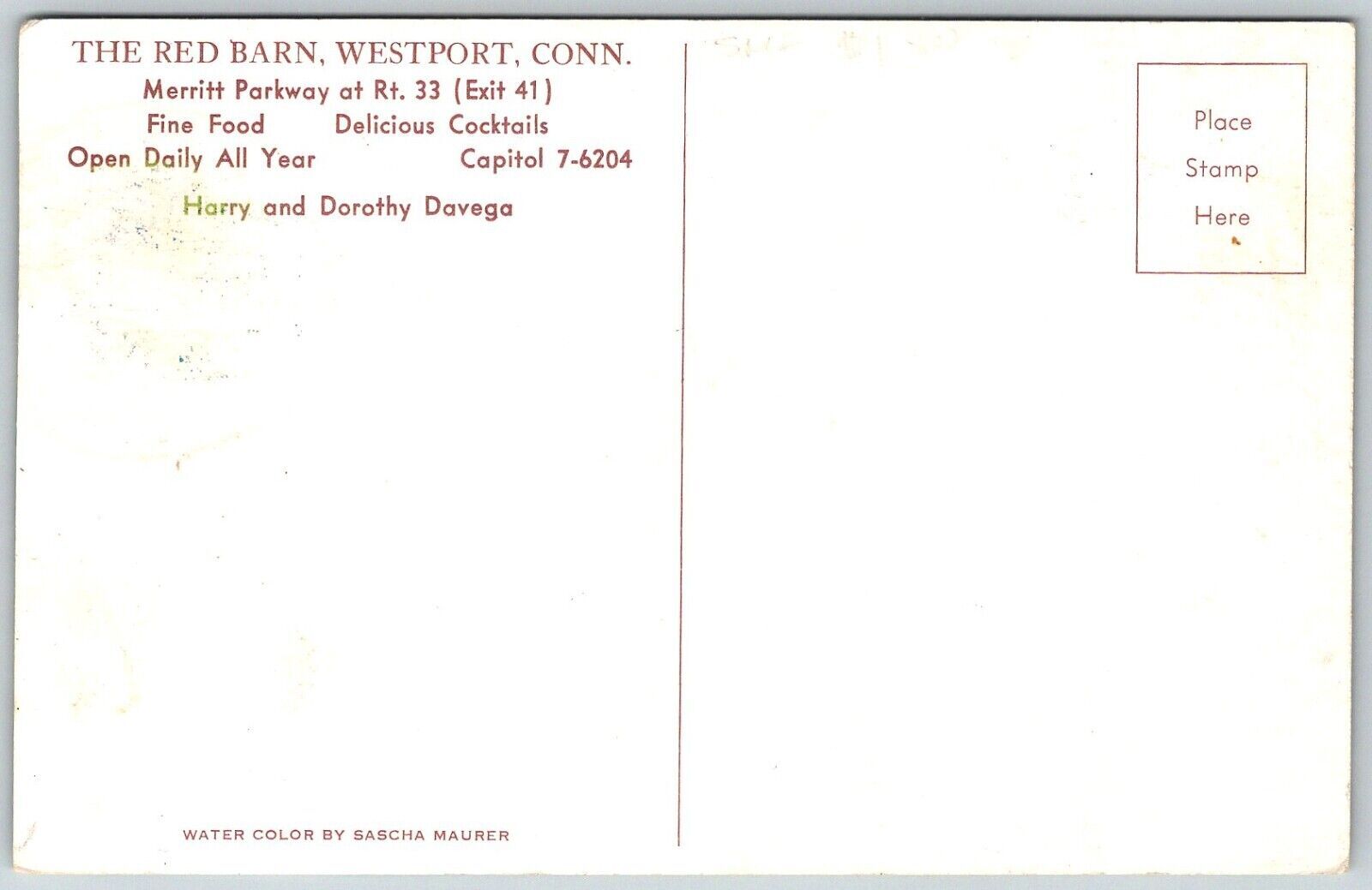 Westport Connecticut 1960s Postcard The Red Barn Restaurant Cocktails ...