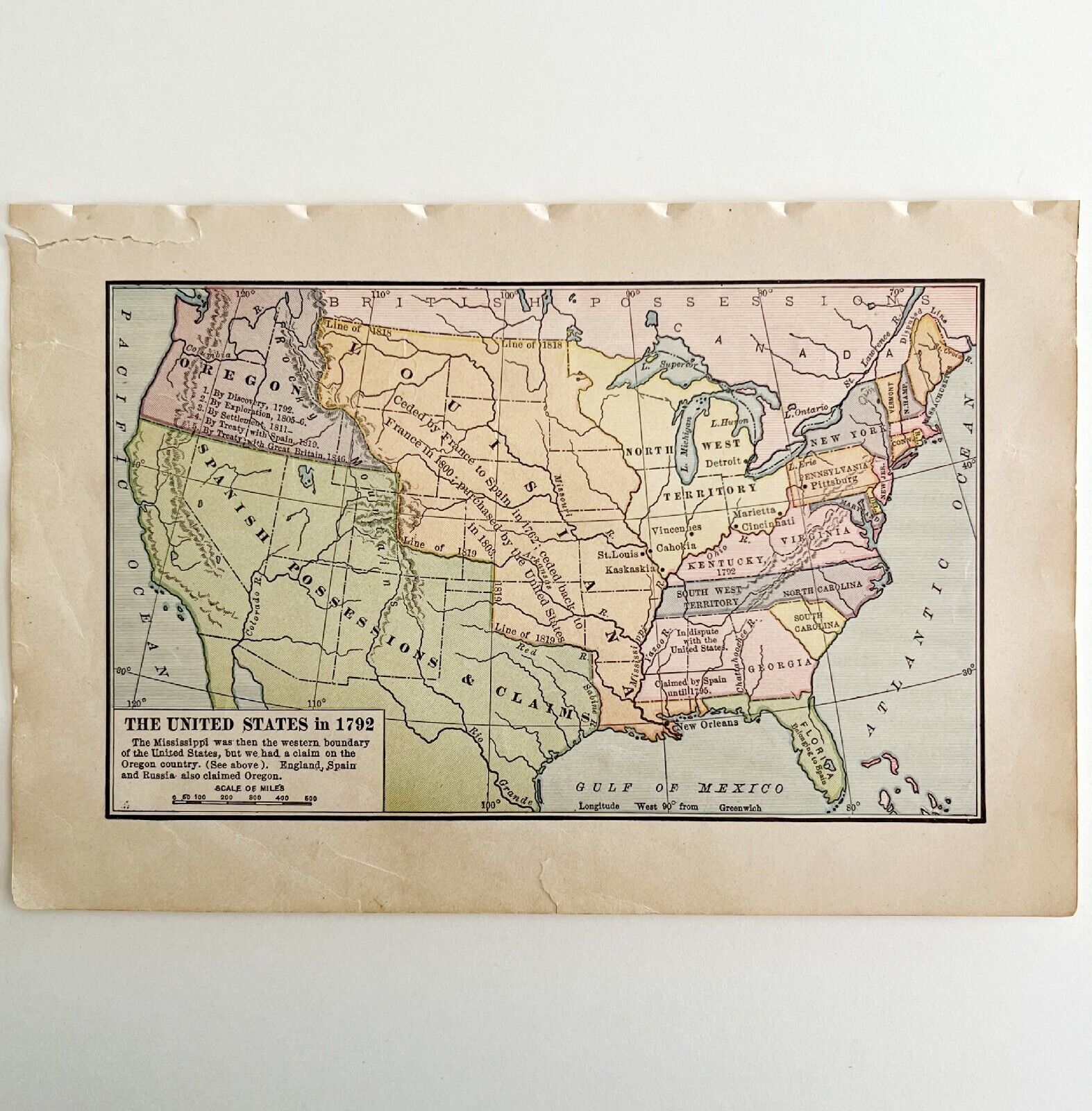 1904 Map Of The United States In 1792 Mississippi Boundary History ...