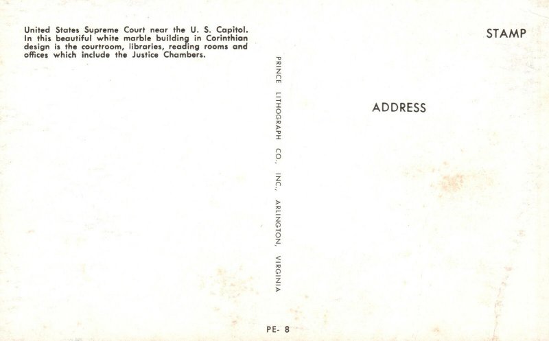 Vintage Postcard U.S. States Supreme Court near US Capitol Washington D ...