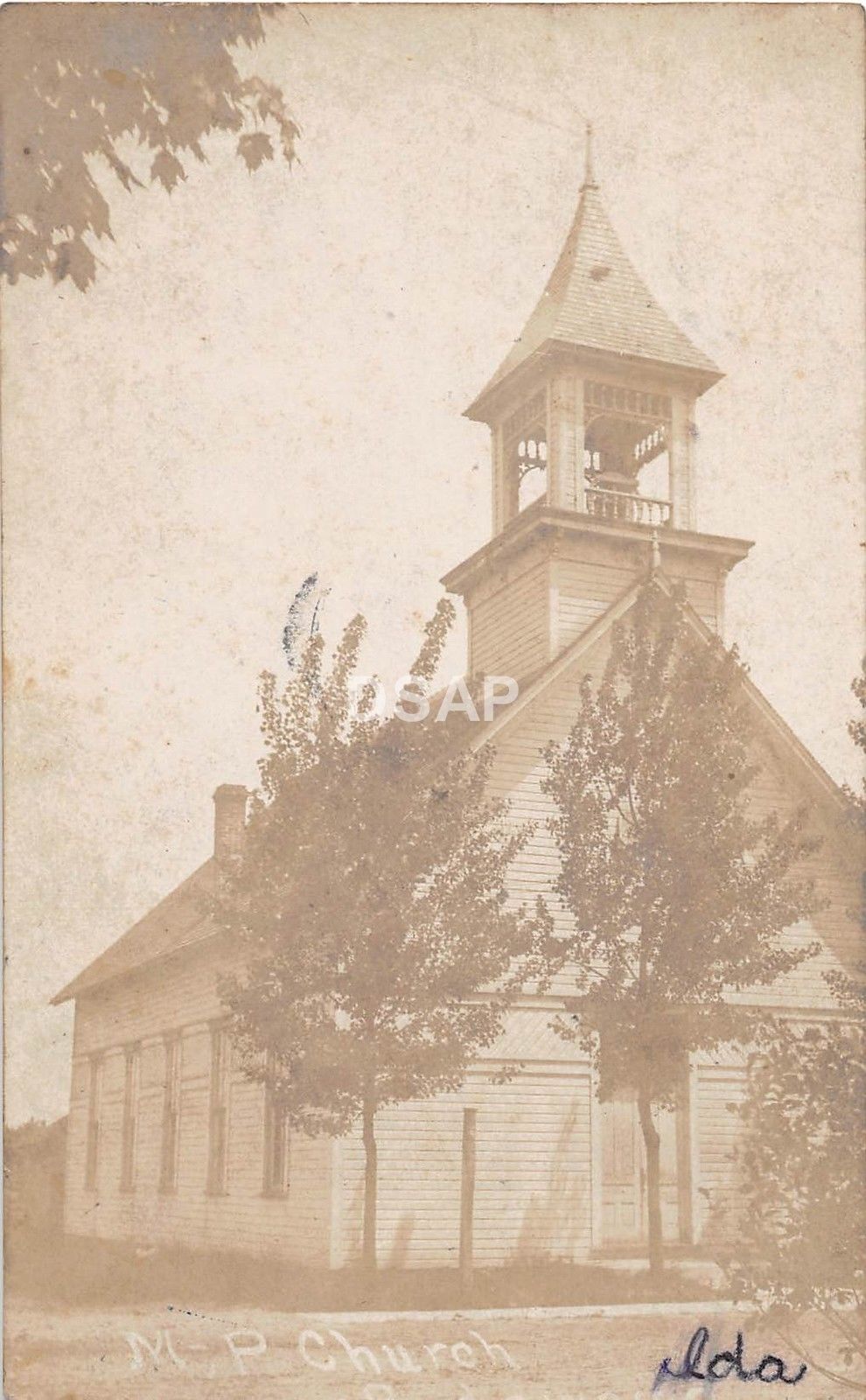C80/ Ridgeway Ohio Postcard Real Photo RPPC M. P. Church Building ...