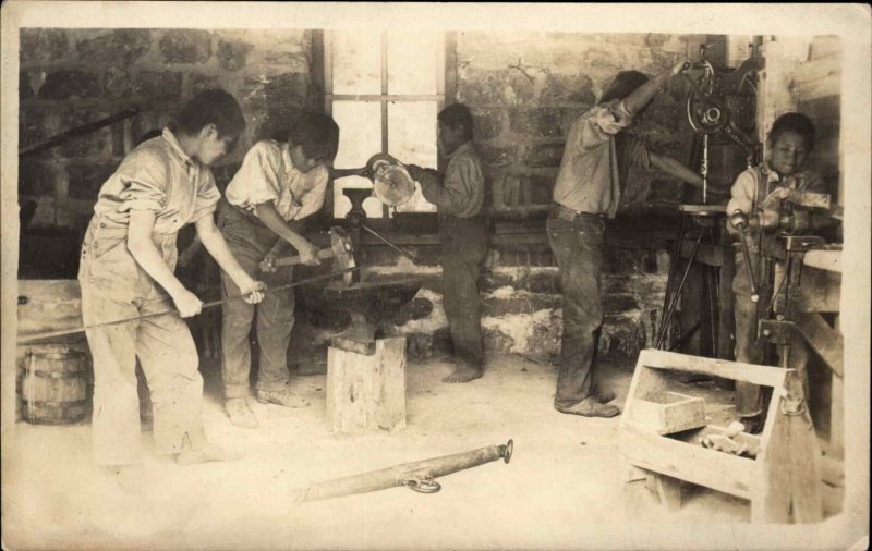 Indian Children Blacksmith Shop Arizona? School Child Labor? c1910 RPPC ...