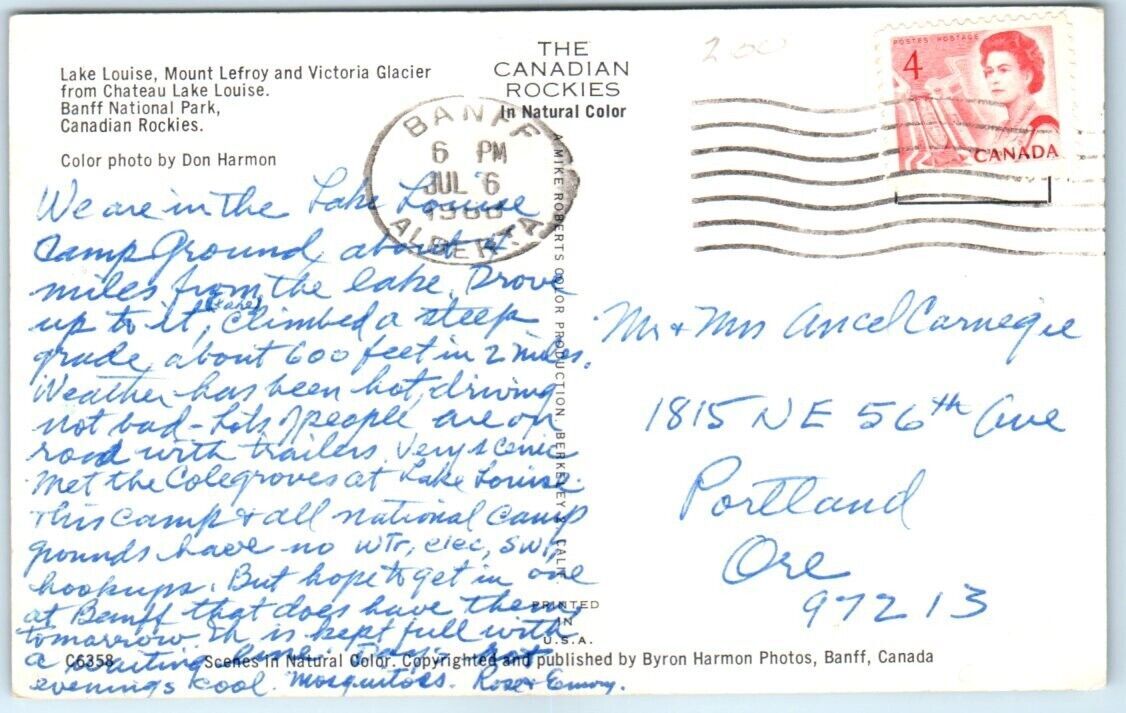 Postcard - Lake Louise, Mount Lefroy and Victoria Glacier - Canada ...