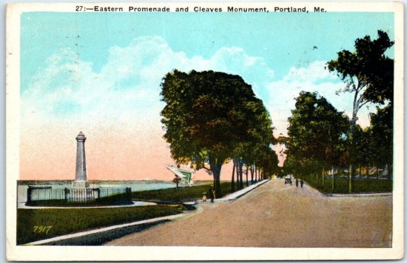Postcard - Eastern Promenade and Cleaves Monument - Portland, Maine ...