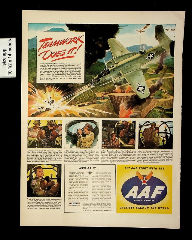 1944 AAF Fly with the Army Air Forces Vintage Print Ads 9236 | Ephemera ...