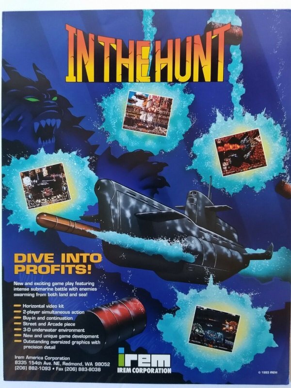 Irem In The Hunt Arcade FLYER Original 1993 Video Game Art Print ...