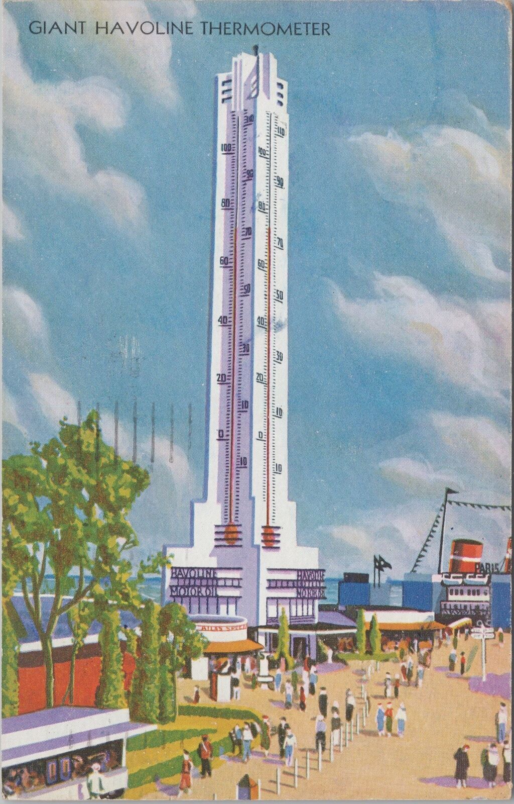 Theme Park & Expo~Chicago 1933 Int'l~Giant Havoline Thermometer~Vintage ...