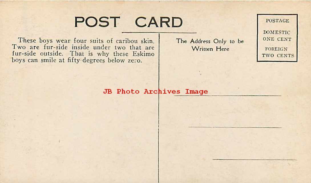 Native American Eskimos, Boys Wearing Four Suits Of Caribou Skin ...