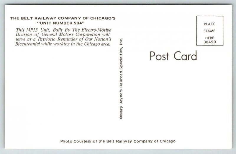 Vintage Railroad Train Locomotive Postcard - The Belt Railway Chicago ...