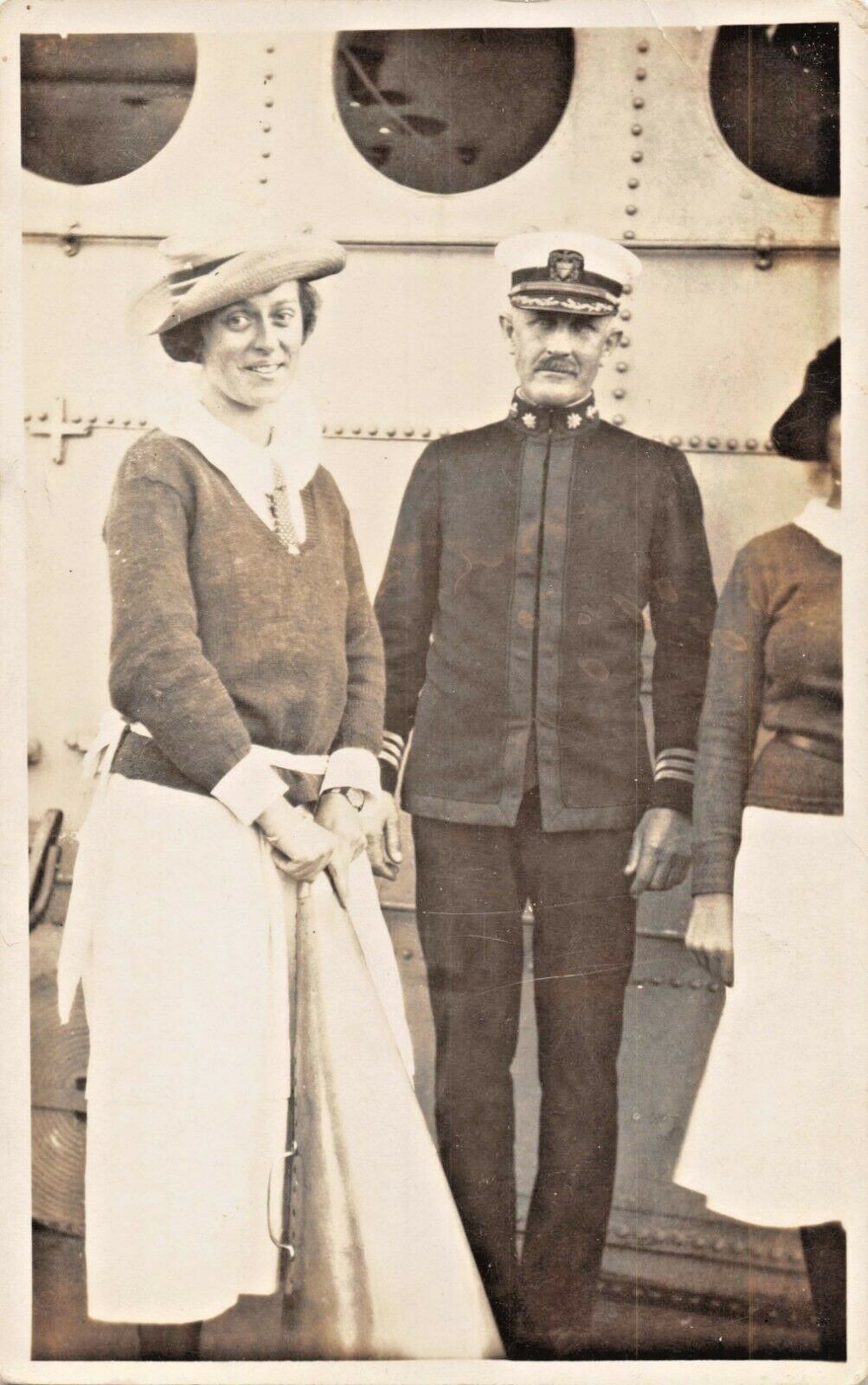 Naval Ship Commander Poses With Woman-Ww1 ERA Real Photo Postcard ...