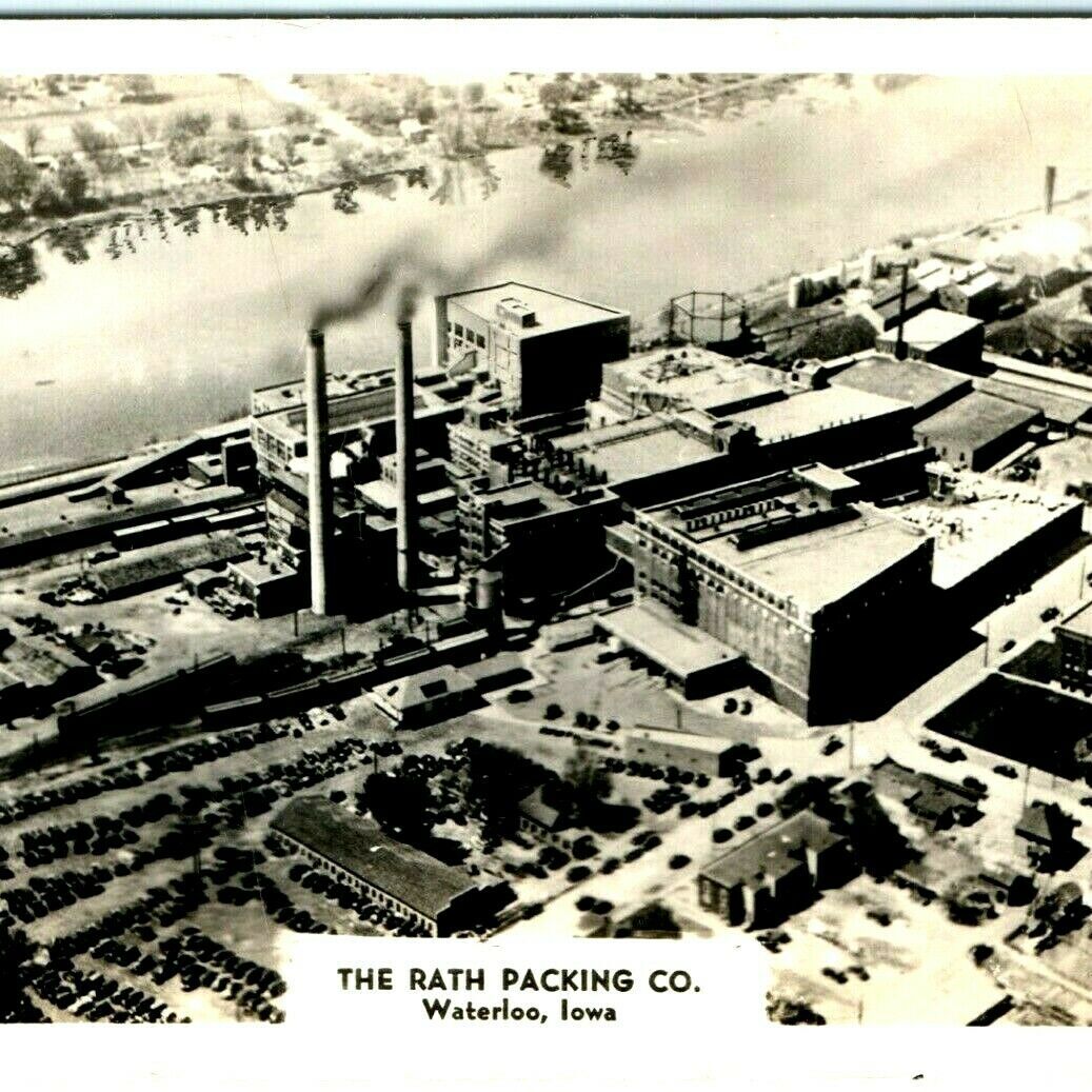 1937 Waterloo, IA Rath Packing Plant Birdseye Aerial Real Photo ...