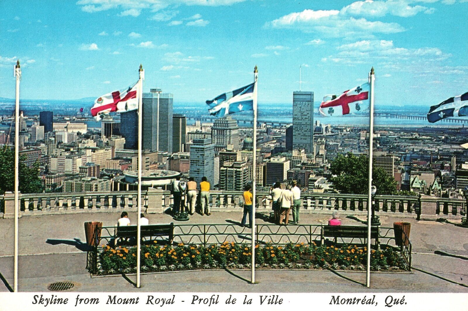 Continental Size Postcard Skyline View of Montreal From Mount Royal ...
