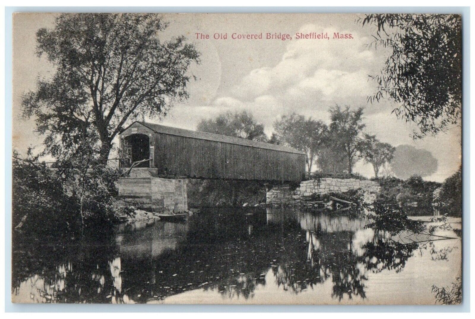 1909 The Old Covered Bridge Sheffield Massachusetts MA, River Scene ...