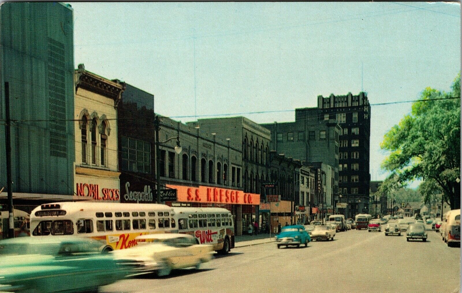 1950's Downtown Warren Street Scene Cars Storefronts Blurred OH VTG ...