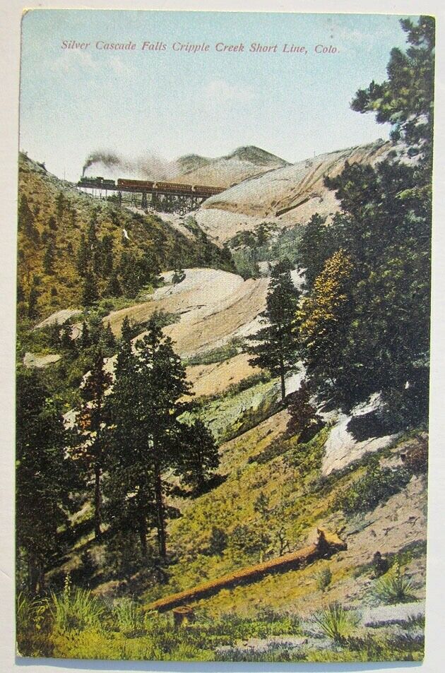 VINTAGE POSTCARD SILVER CRIPPLE CREEK SHORT LINE COLORADO train railway ...