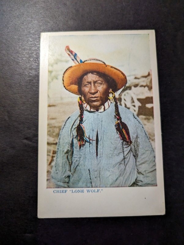 Mint USA Indigenous Native American Indian Postcard Chief Lone Wolf ...